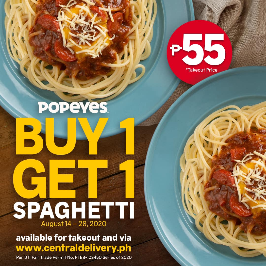 Popeyes Buy 1 Get 1 Spaghetti Promo 2020 | Manila On Sale