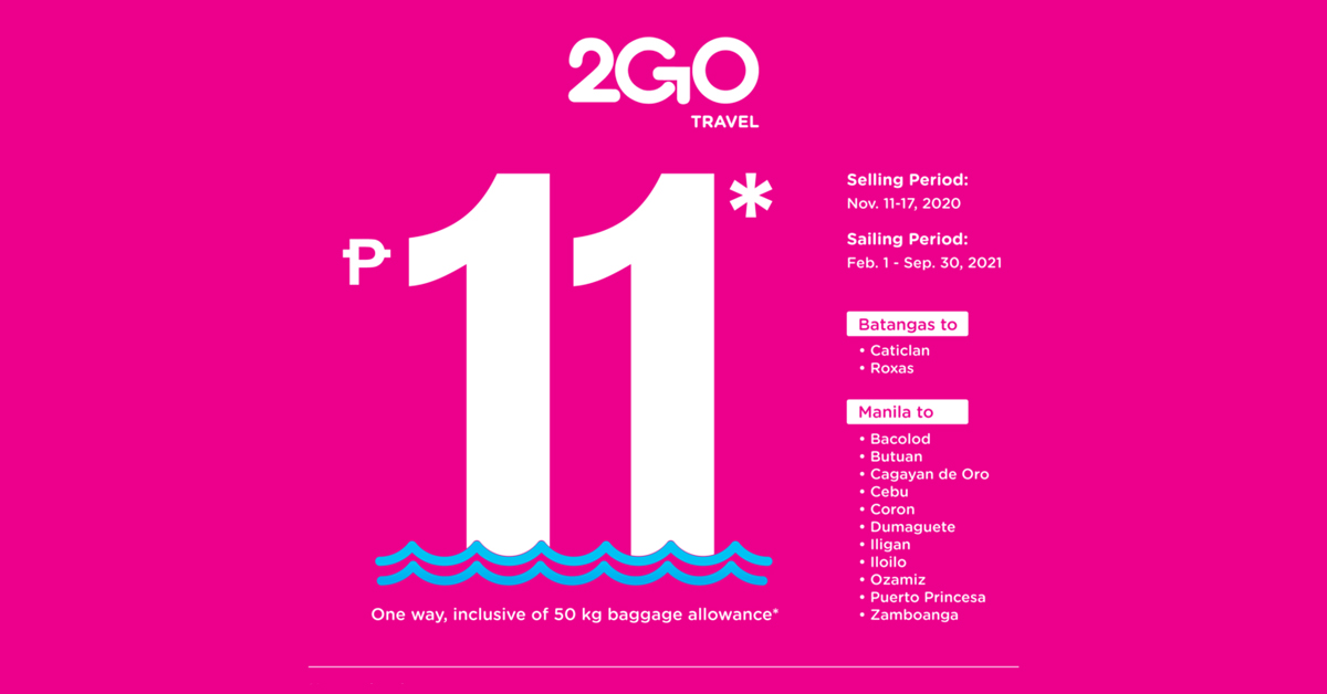 2GO Travel P11 Domestic Destination Promo | Manila On Sale