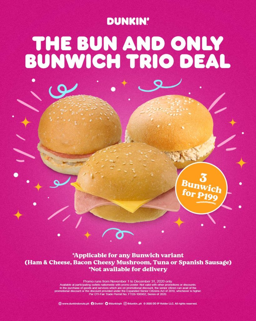 Dunkin’ Donuts - 3x Bunwich for P199 Promo | Manila On Sale