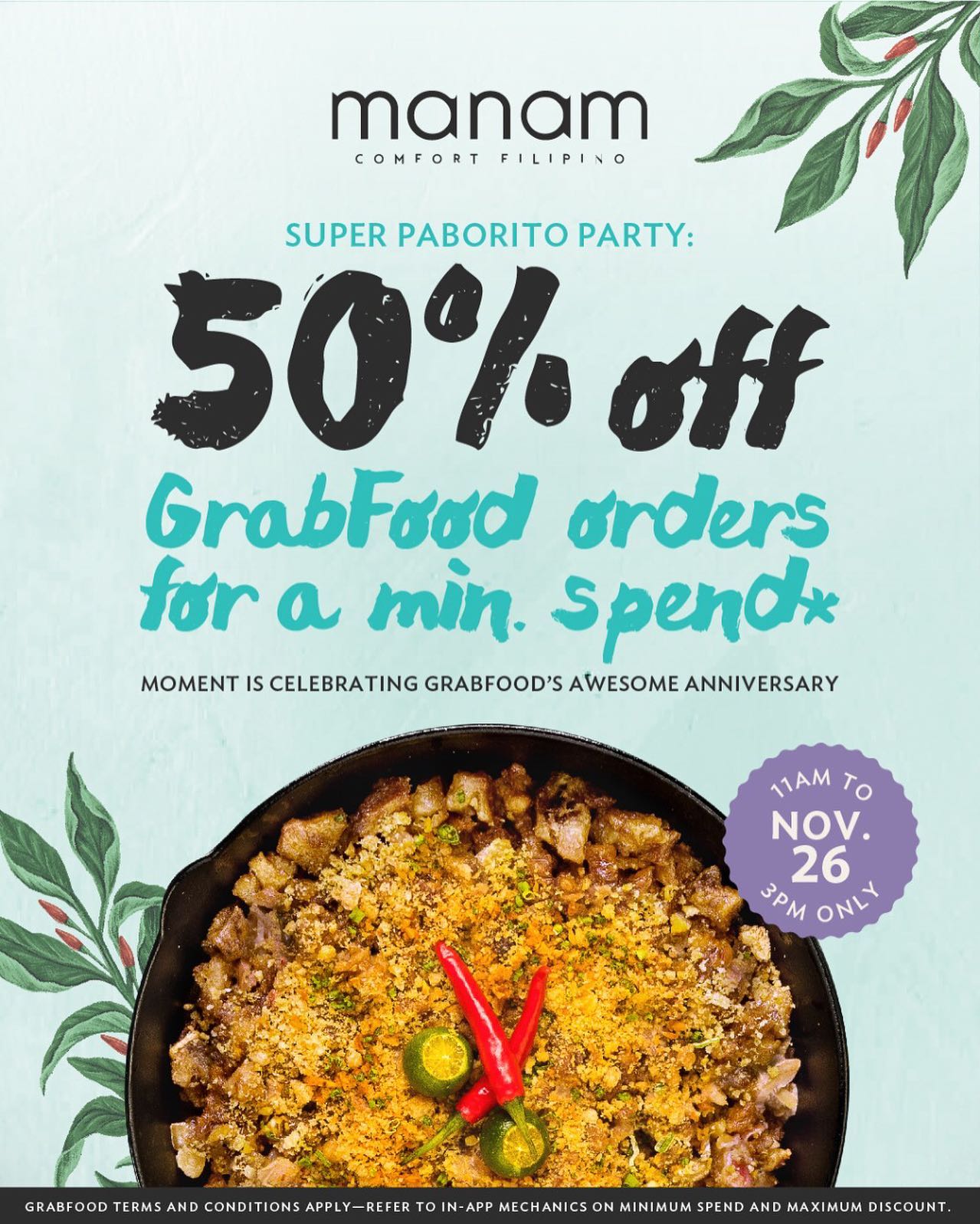 Manam 50% OFF GrabFood Promo | Manila On Sale