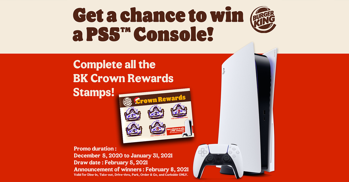 Burger King - Win a PS5 Console Raffle Promo | Manila On Sale