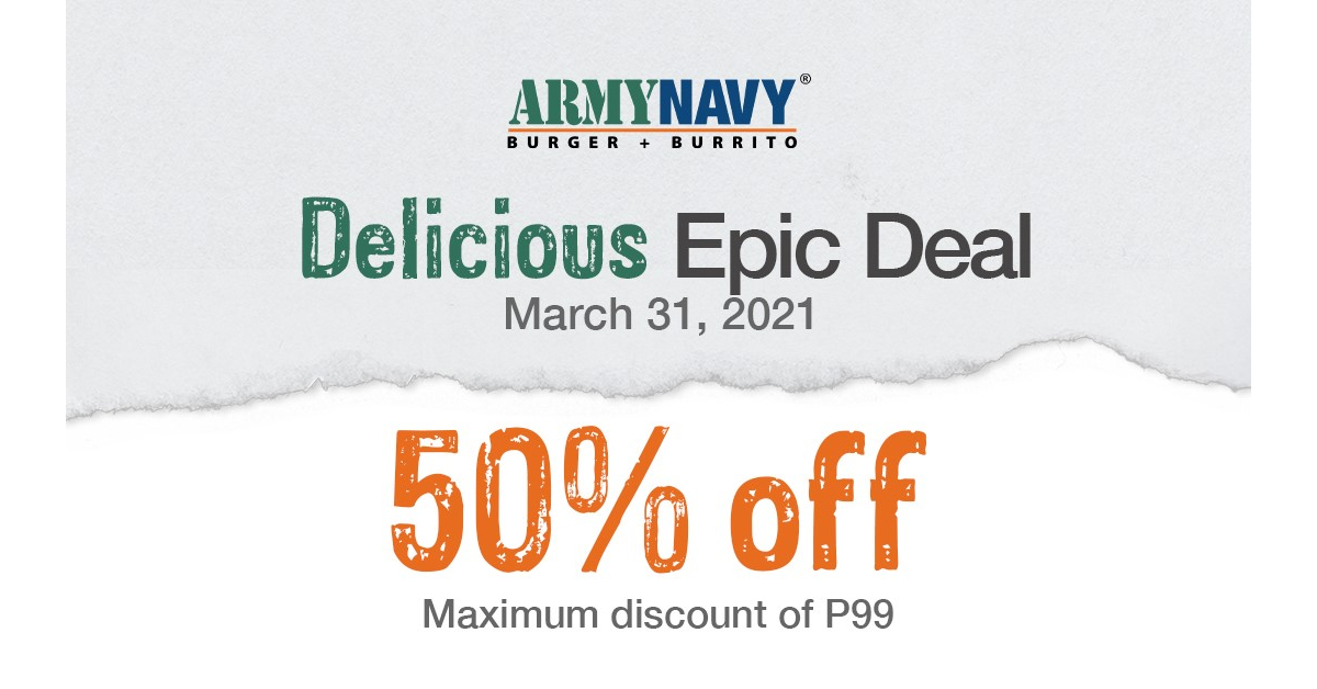 Army Navy up-to 50% OFF Epic Deal via Foodpanda | Manila On Sale