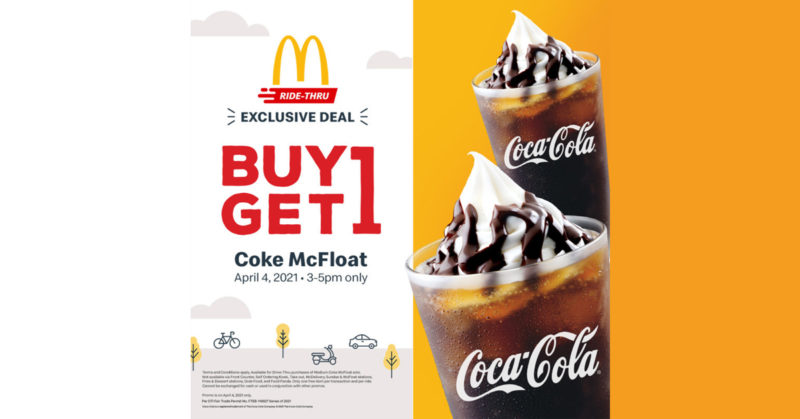 McDo – BUY 1 GET 1 Coke McFloat Ride-Thru Promo