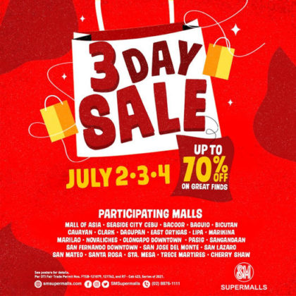 SM Supermalls – 3 Day Sale | Manila On Sale