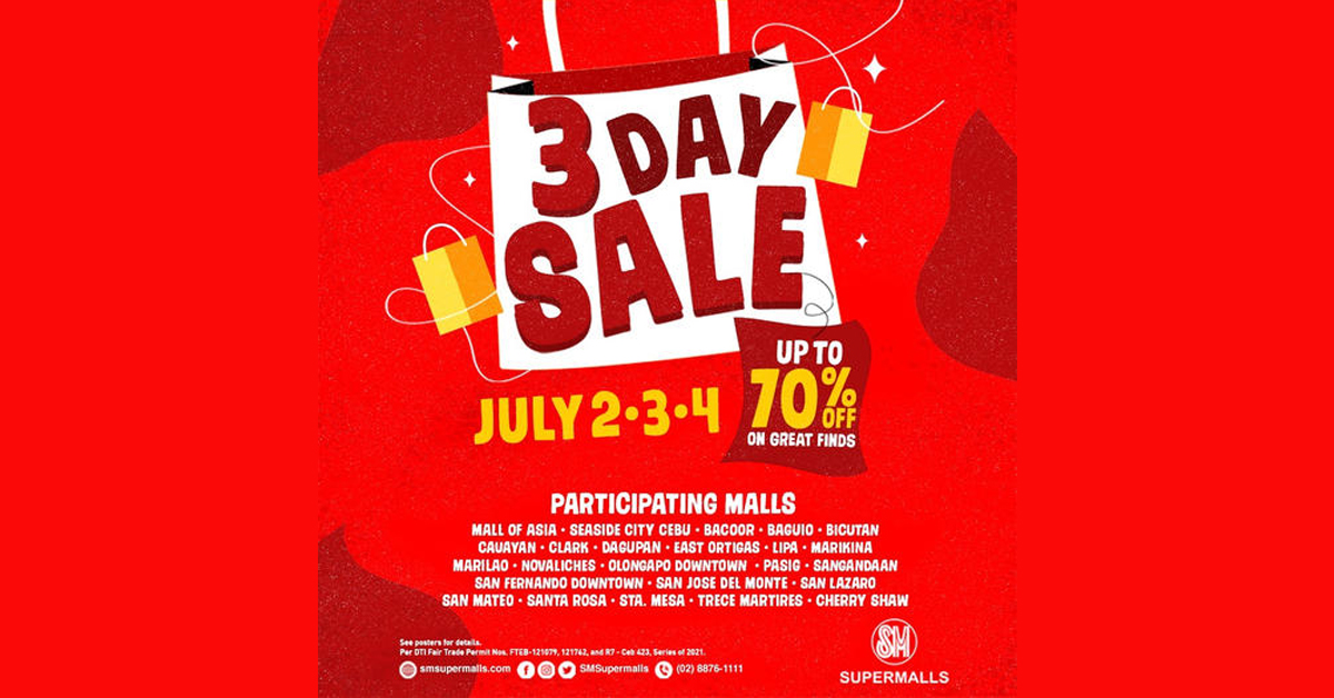 SM Supermalls – 3 Day Sale | Manila On Sale