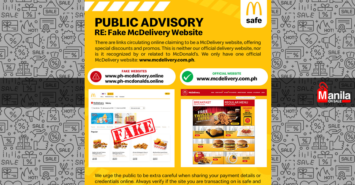 McDonald’s – Beware of FAKE McDelivery Websites | Manila On Sale