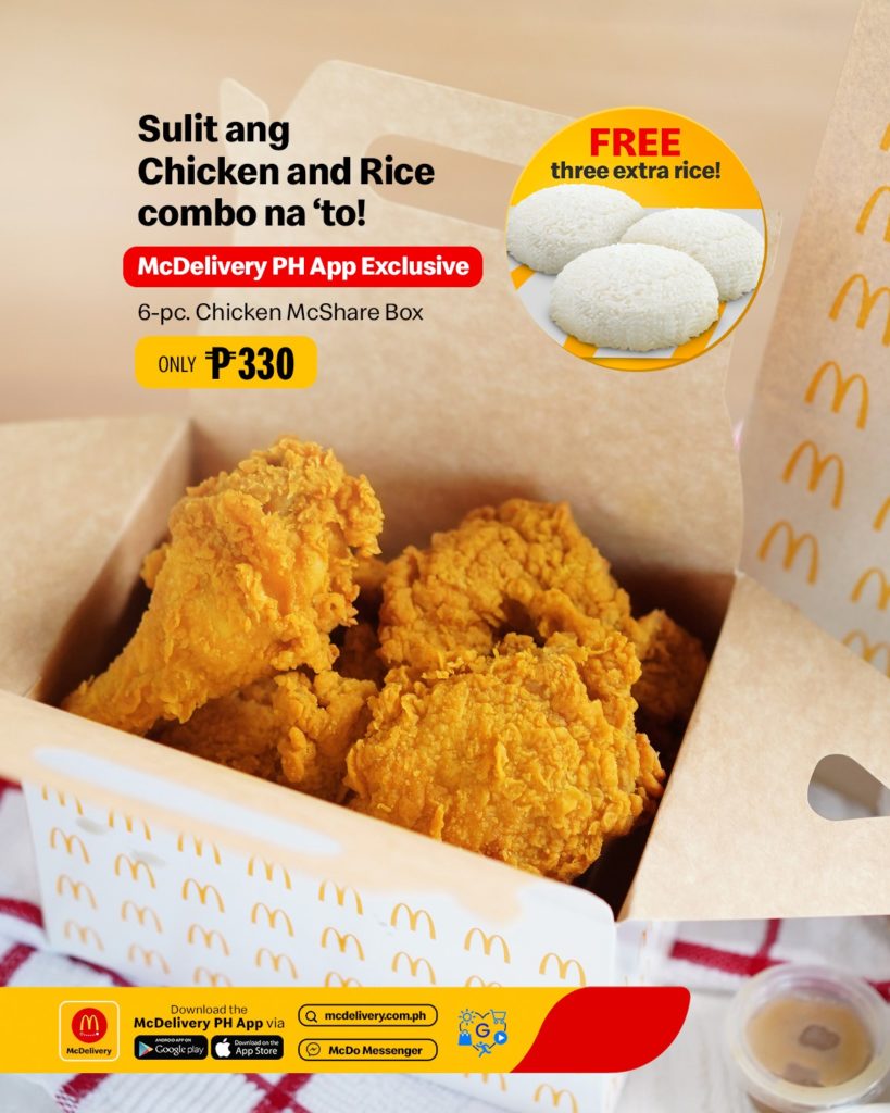 McDonald’s – FREE 3 extra rice with your 6-pc Chicken McShare Box ...