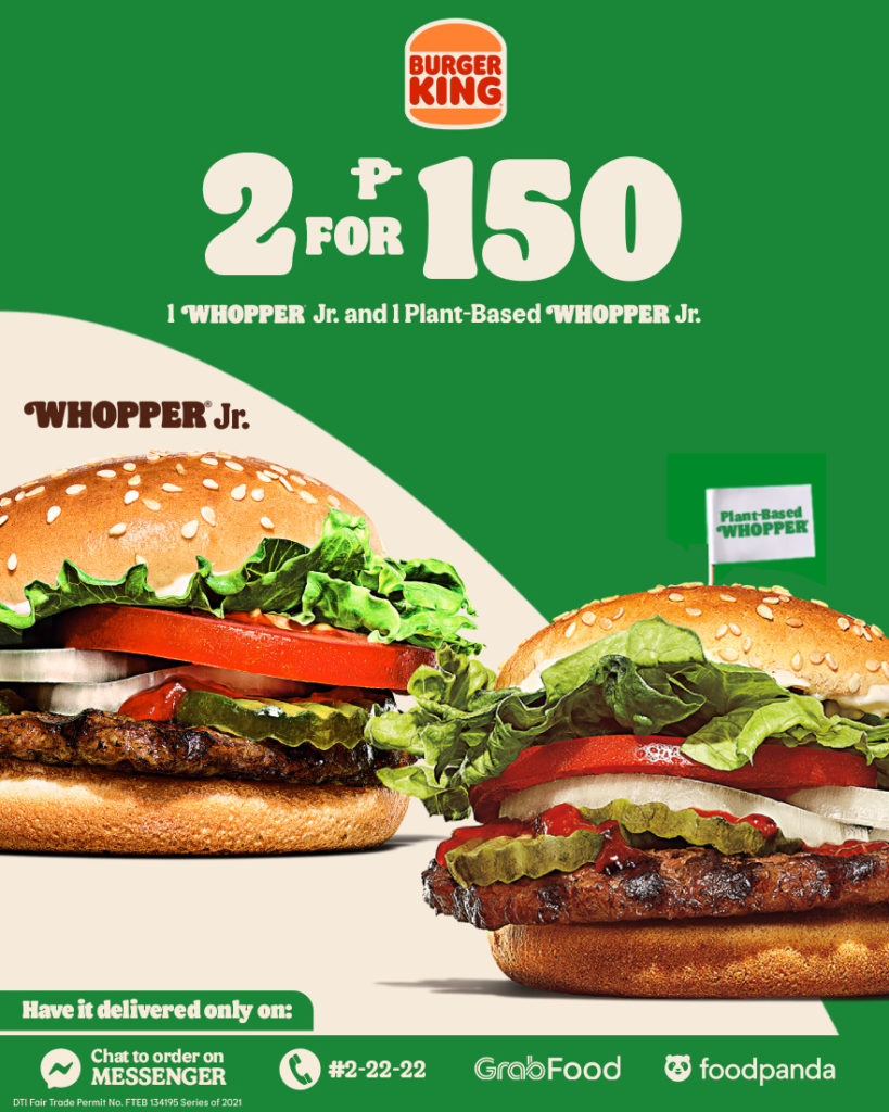 Burger King – 2 FOR P150 Whopper Jr. Promo | Manila On Sale
