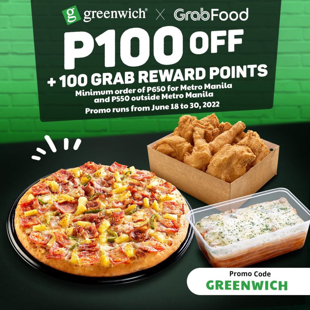 Greenwich – P100 OFF GrabFood Promo | Manila On Sale