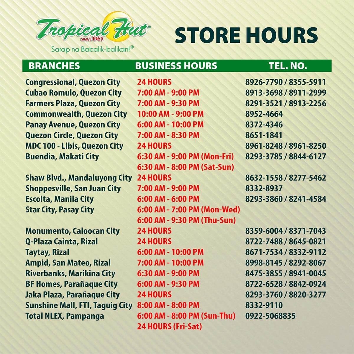 Tropical Hut – 50% OFF Anniversary Blowout | Manila On Sale
